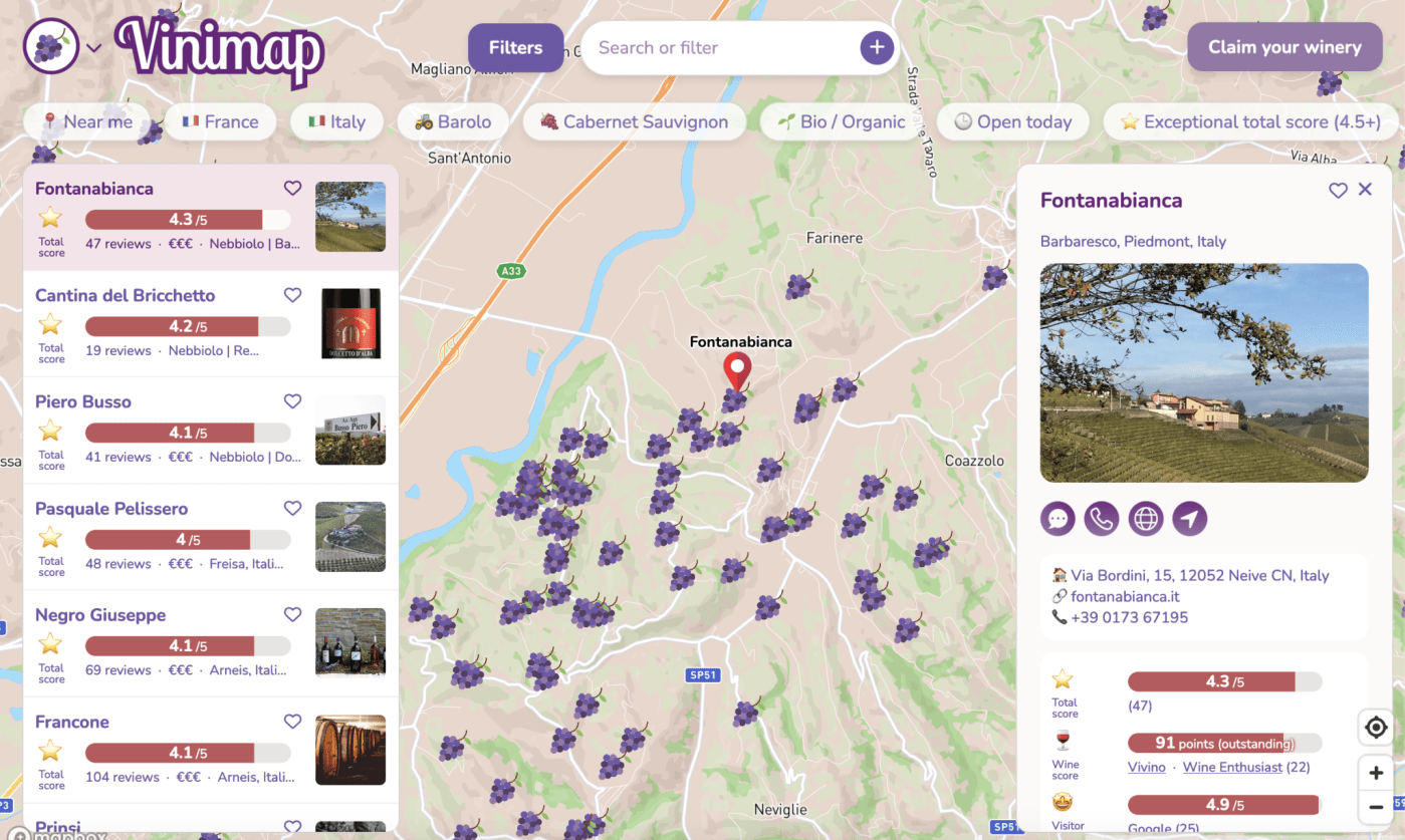 Vinimap - The interactive map of Italian and world wineries, for wine ...